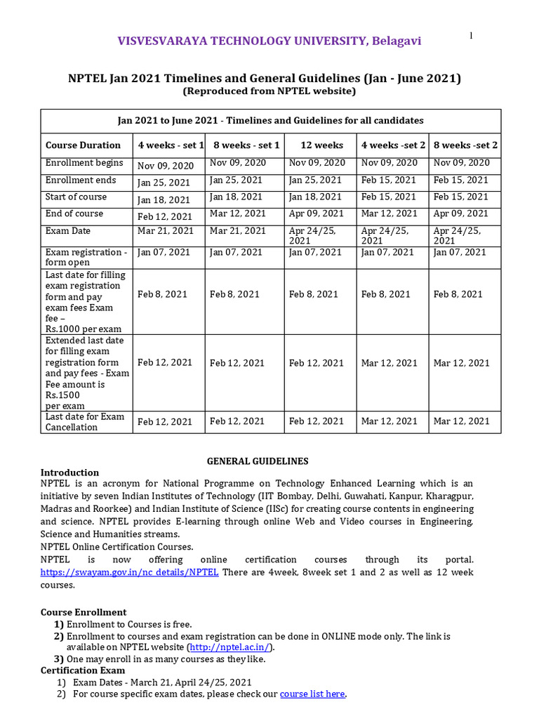VTU Circular NPTEL | PDF