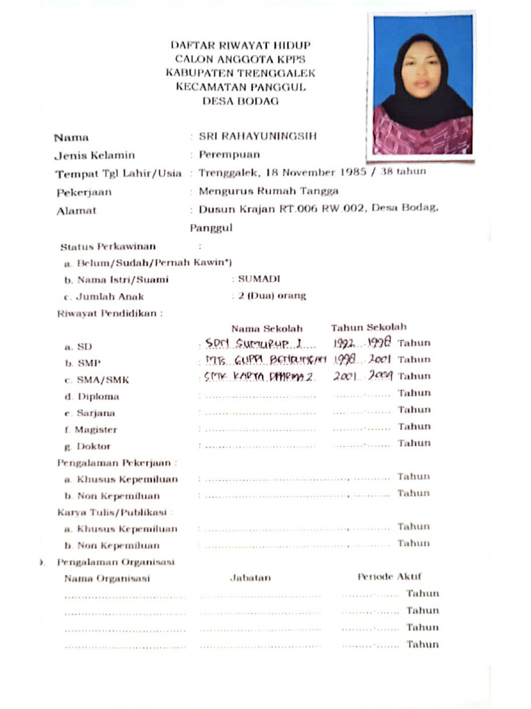 Daftar Riwayat Hidup - tps003 | PDF