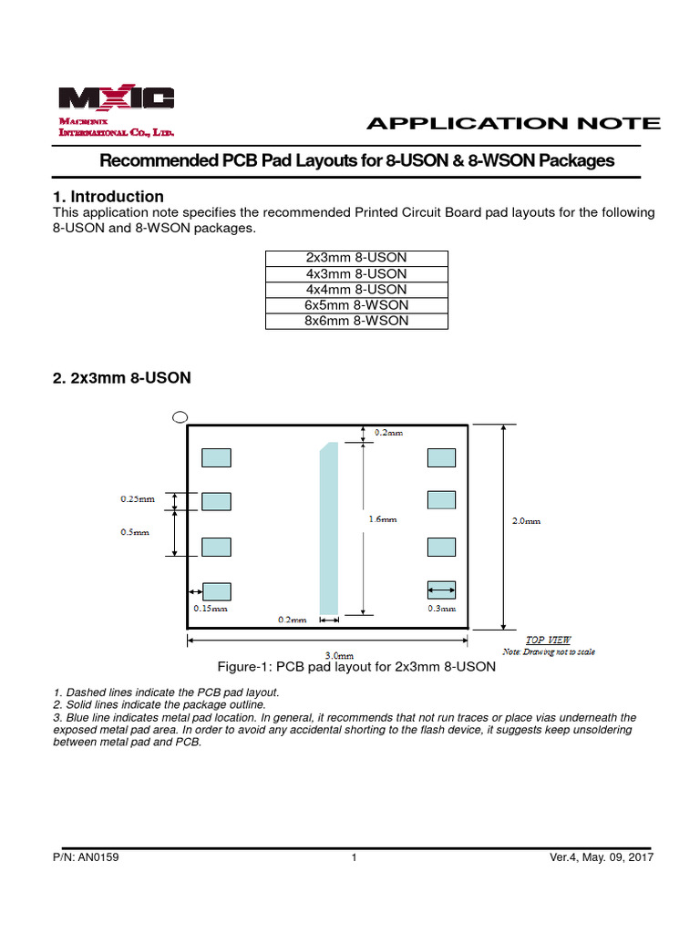 AN0159V4 - Recommended PCB Pad Layouts For 8-USON and 8-WSON Packages ...