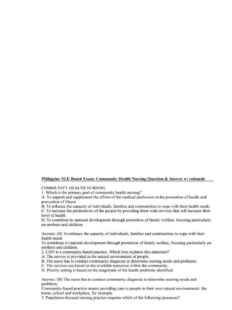 CHN Exam With Rationale nh1 | PDF