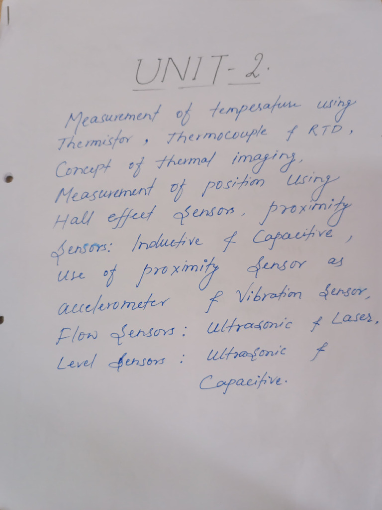 Unit 2 (Sensors) | PDF