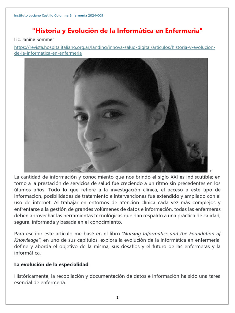 Historia y Evolución de La Informática en Enfermería | PDF | Enfermería | Informática