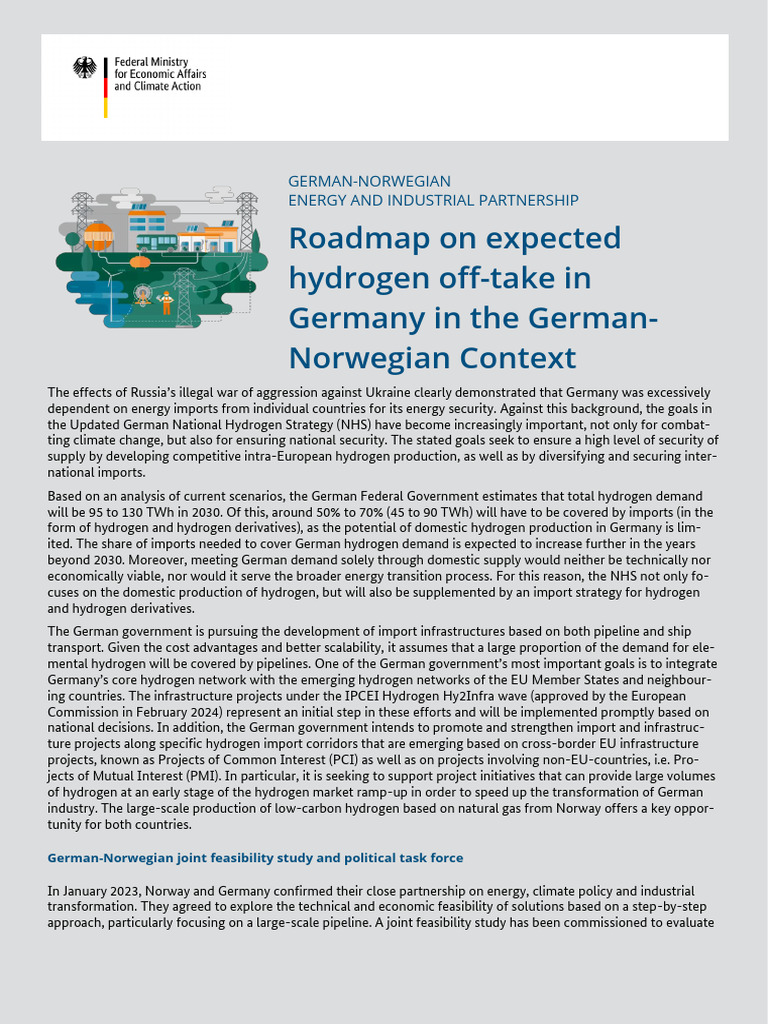 German-Norwegian Hydrogen Partnership Roadmap | PDF | Low Carbon ...