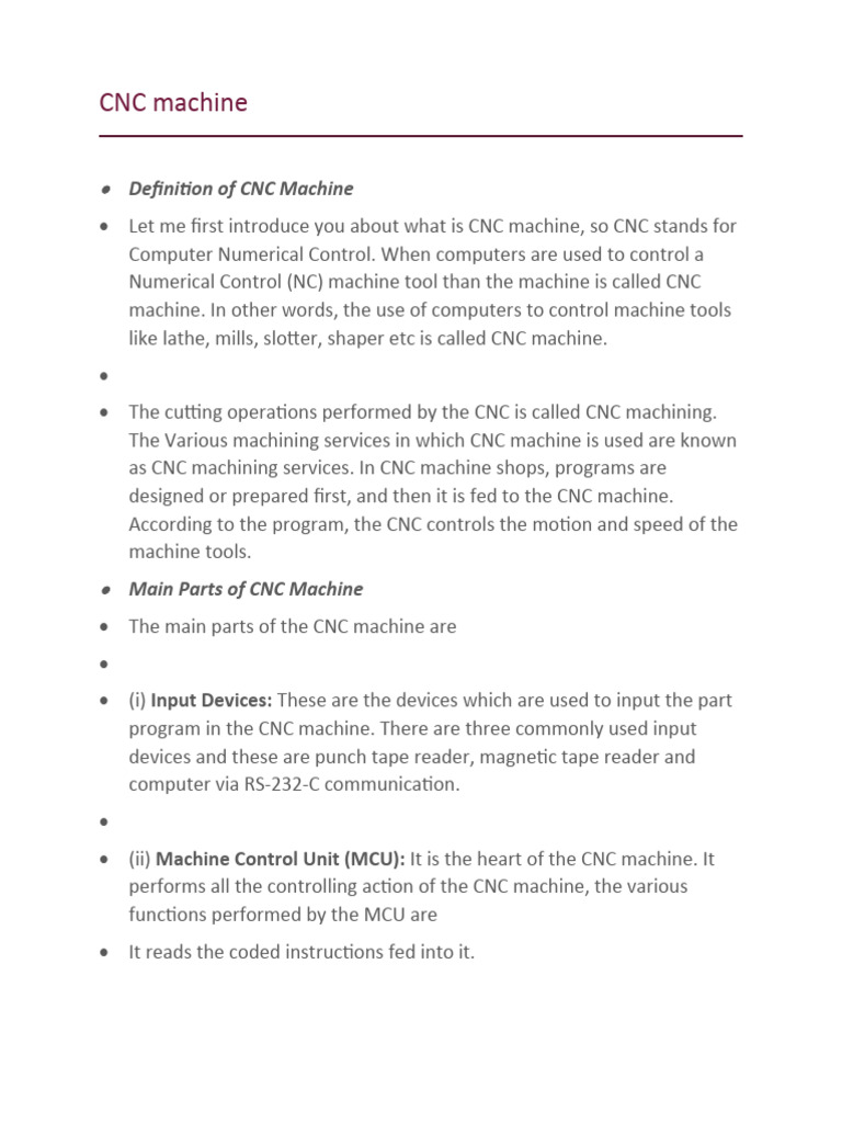 Definition of CNC Machine | PDF | Numerical Control | Tools