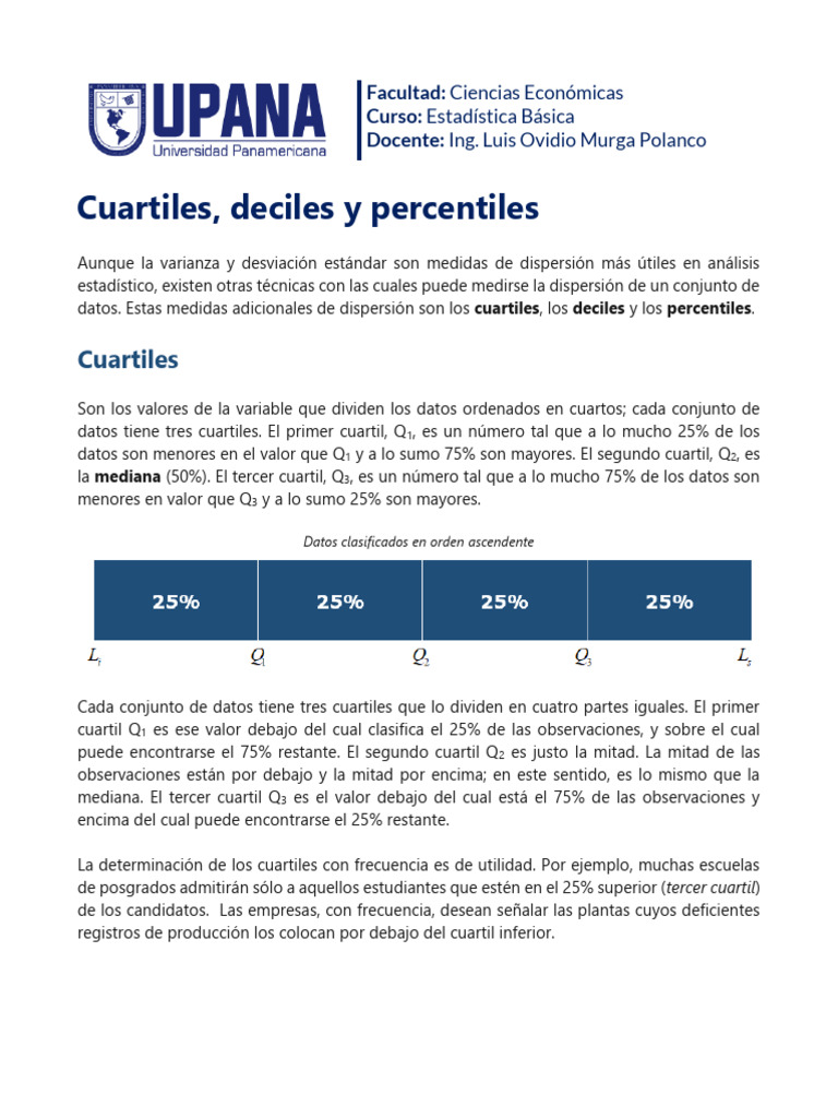 Cuartiles, Deciles y Percentiles (Conceptos y Ejemplos) | Descargar ...