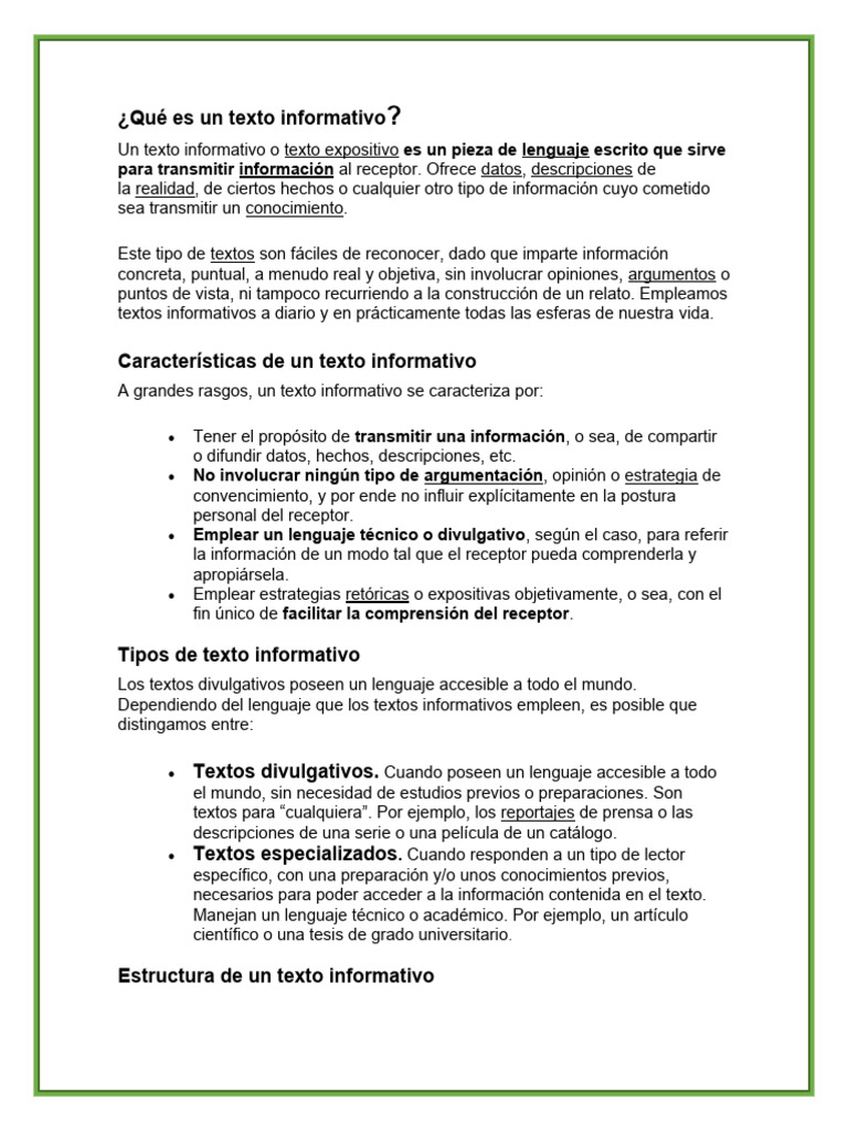 Qué Es Un Texto Informativo | PDF | Información | Conocimiento
