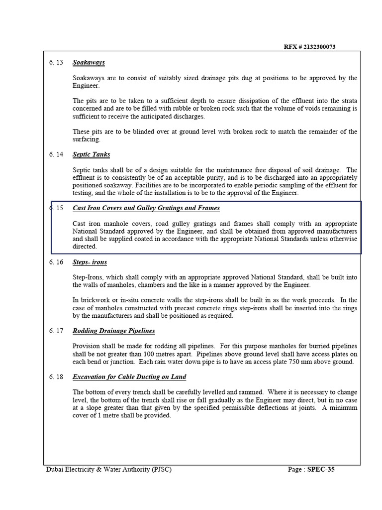 manholes covers specification | PDF | Trench | Drainage