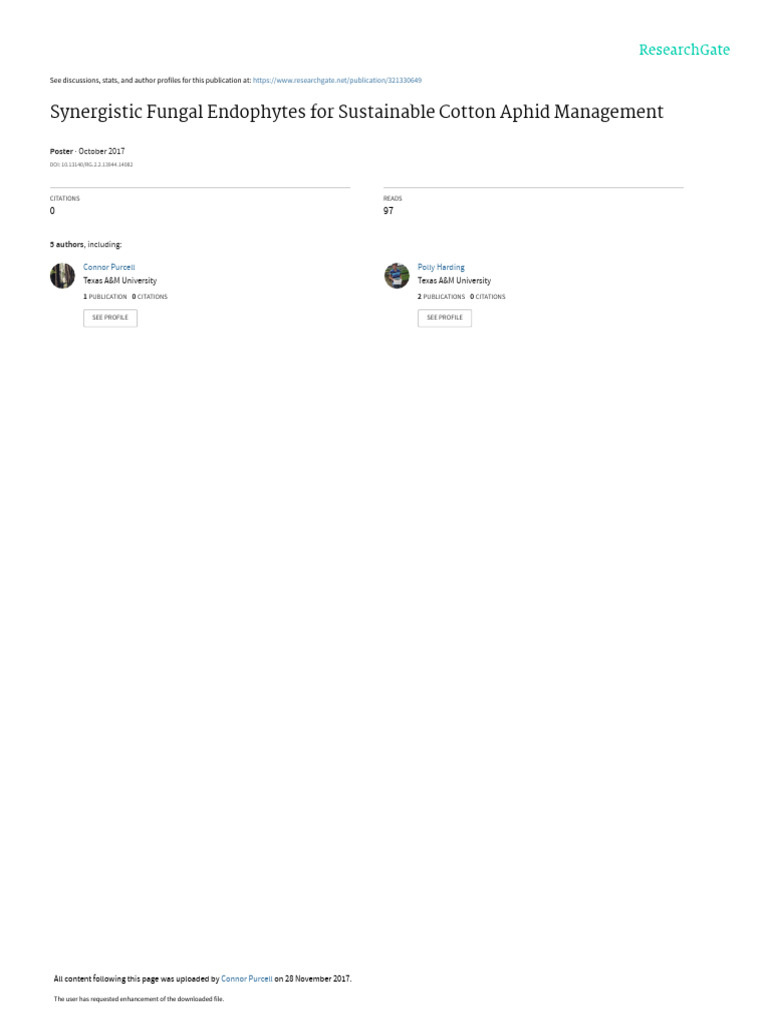Synergistic Fungal Endophytes for Sustainable Cotton Aphid Management ...