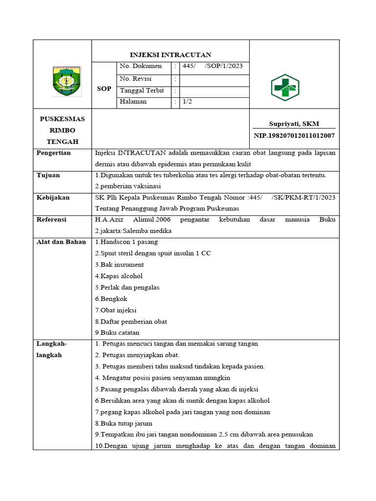 Injeksi Intracutan | PDF
