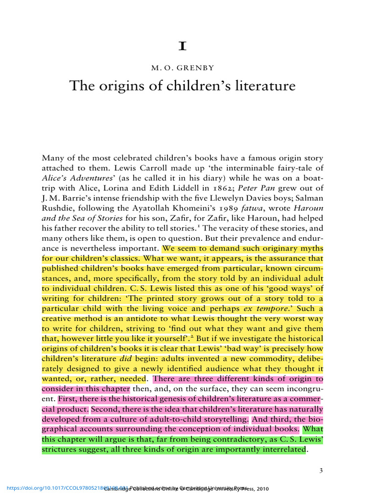 Origins of Children's Literature | PDF | Children's Literature | Novels