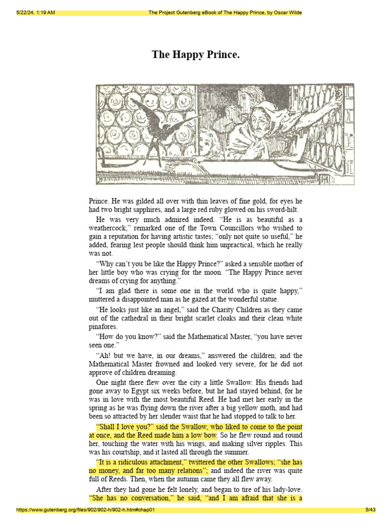 The Happy Prince, Highlighted | PDF | The Happy Prince And Other Tales