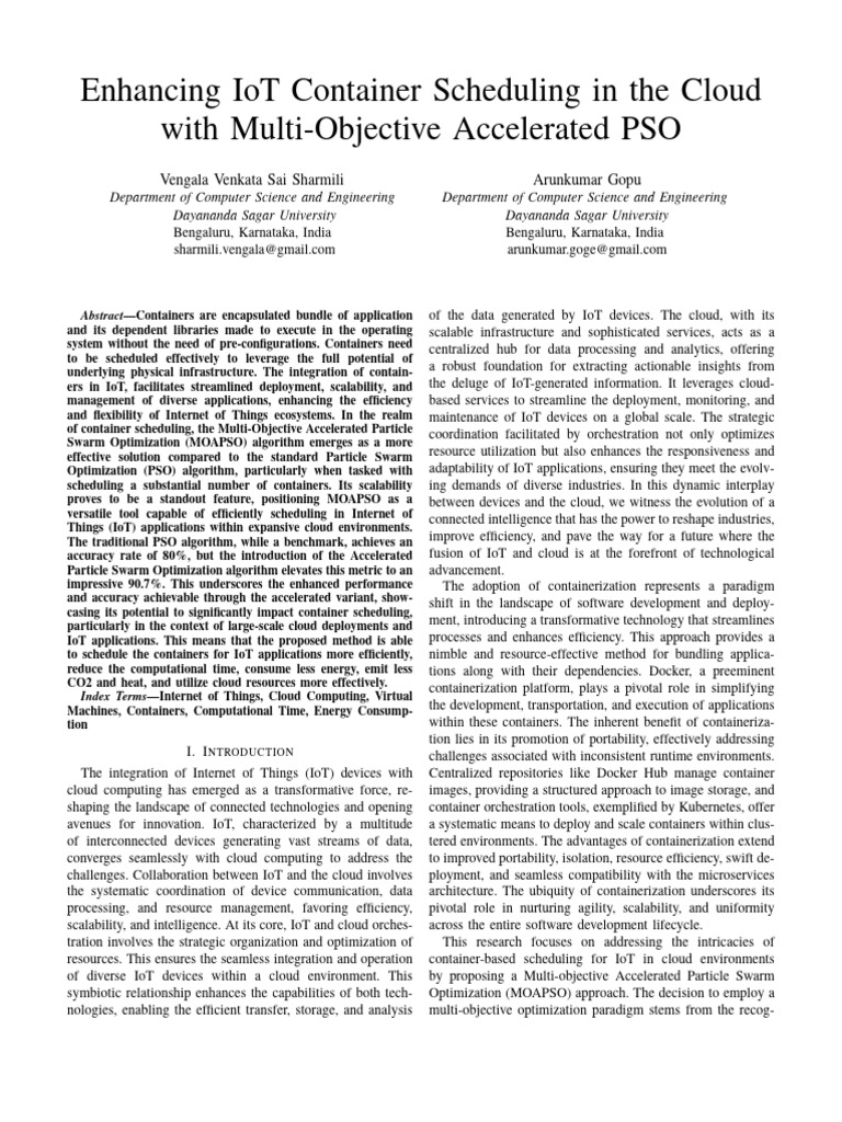 Enhancing IoT Container Scheduling with MOAPSO (1) | Download Free PDF | Internet Of Things ...