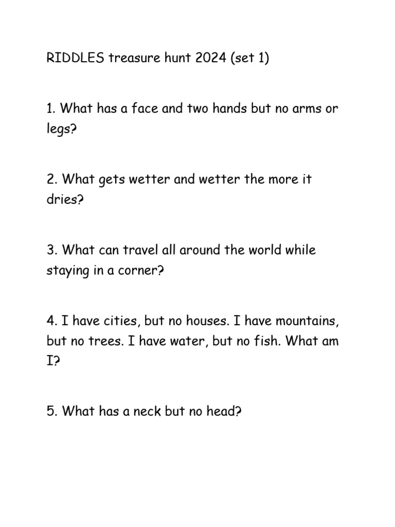 RIDDLES Treasure Hunt 2024 | PDF