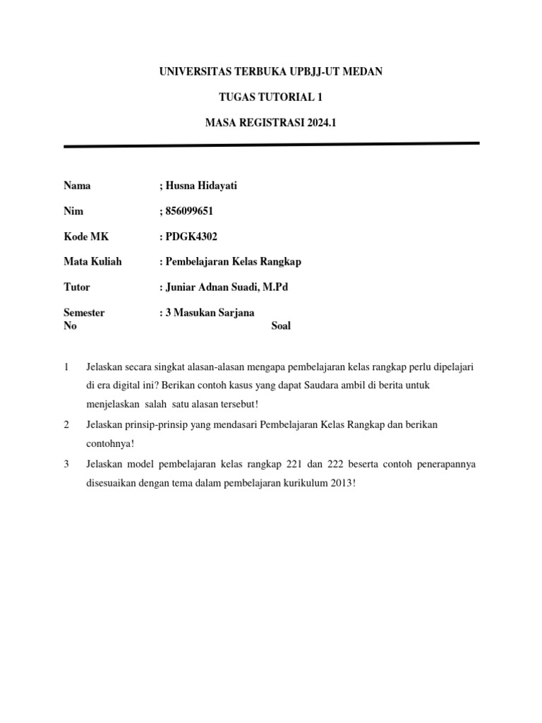 TT1 PKR Husna | PDF