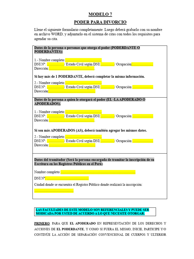 MODELO 7 - para Divorcio | Descargar gratis PDF | Divorcio | Justicia