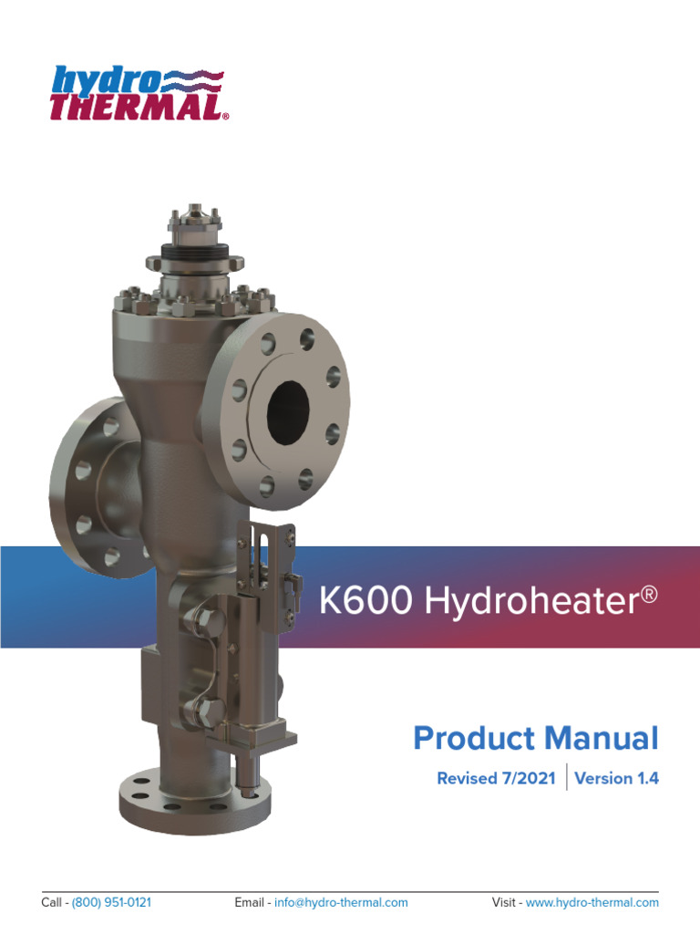 K600 Hydroheater Manual | PDF | Heat Exchanger | Starch