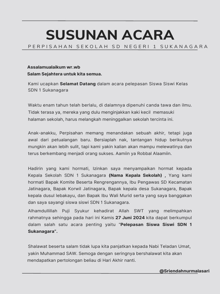 Perpisahan SDN 1 Sukanagara 2024 | PDF