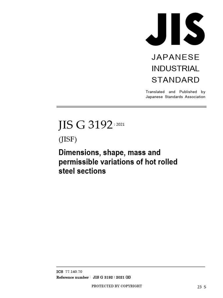 Jis G 3192 - 2021 | Download Free PDF | International Organization For ...