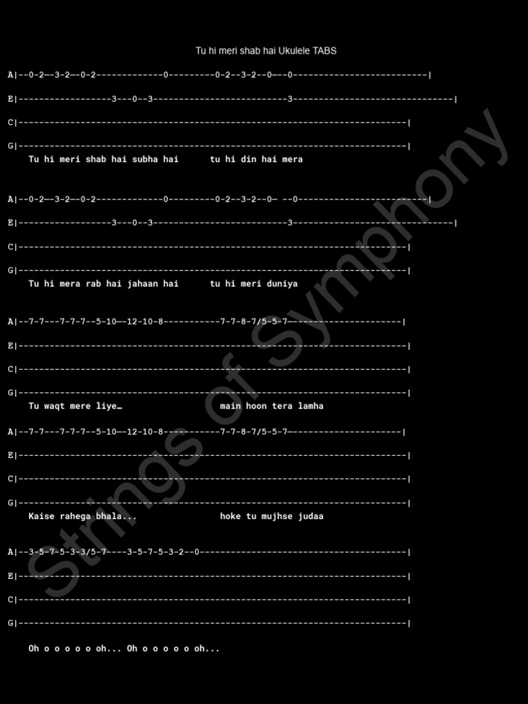 Tu Hi Meri Shab Hai Ukulele TABS | PDF