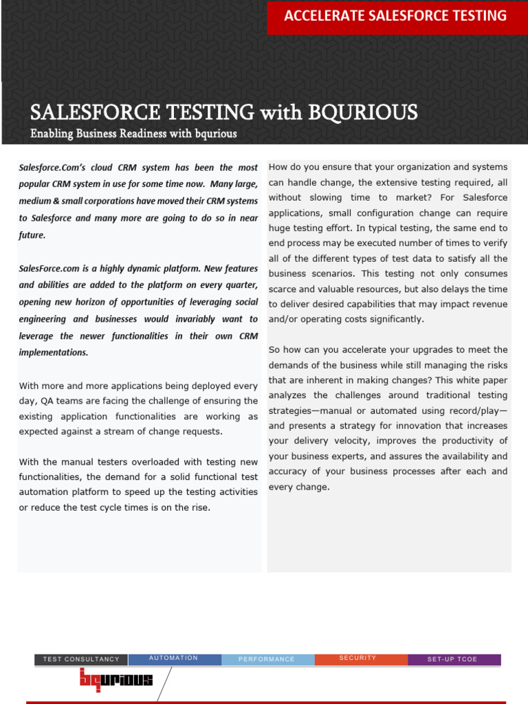 Bqurious Salesforce Testing Pdf Software Testing Cloud Computing
