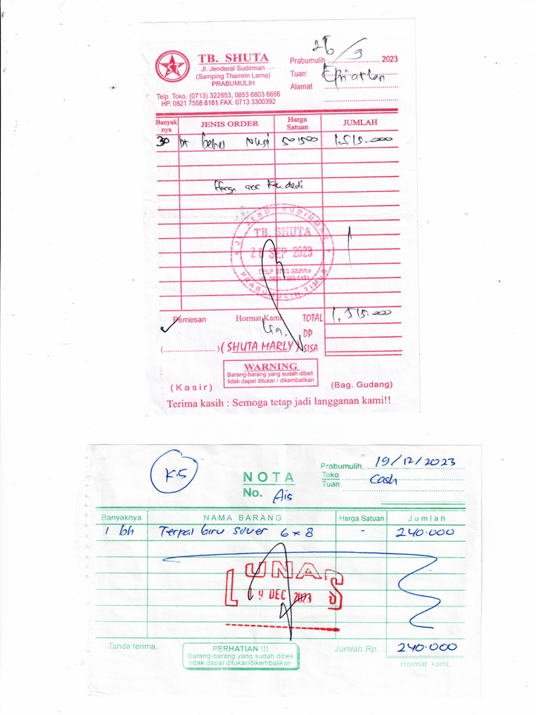 Nota TB Shuta Dan Sarana Bangunan | PDF