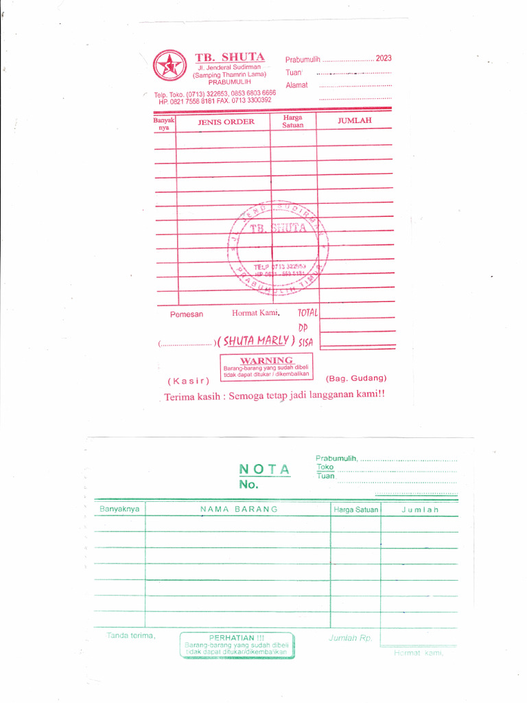 Nota TB Shuta Dan Sarana Bangunan | PDF