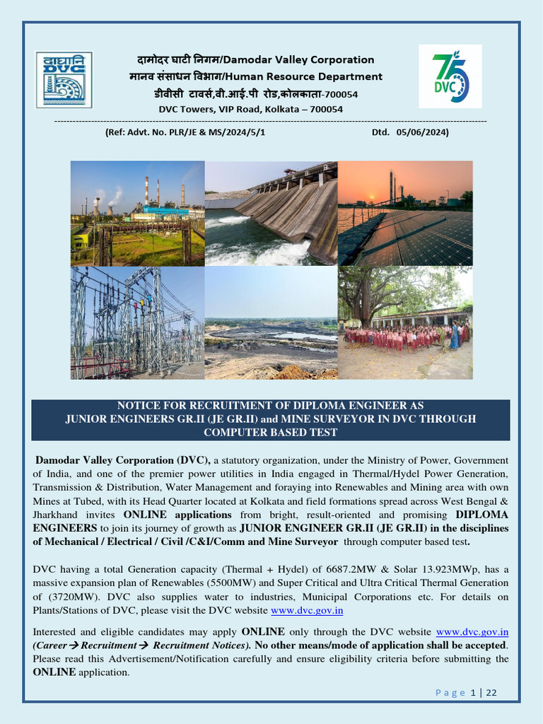 Advertisement For Recruitment of Diploma Engineers As Junior Engineers ...