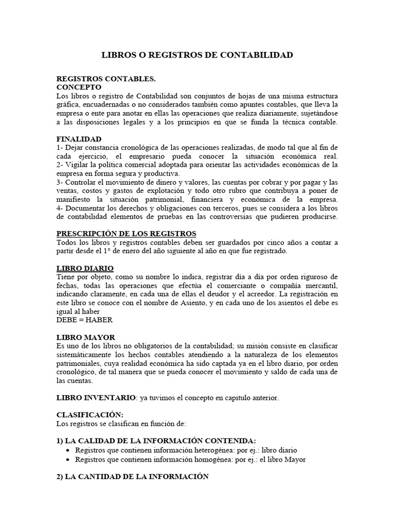 Tipos y Funciones de Registros Contables | PDF | Contabilidad | Economias
