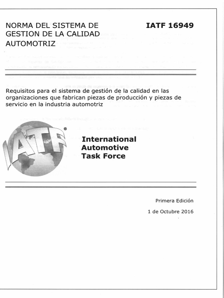 IATF 16949 2016 Español | Descargar gratis PDF | Gestión de la calidad ...