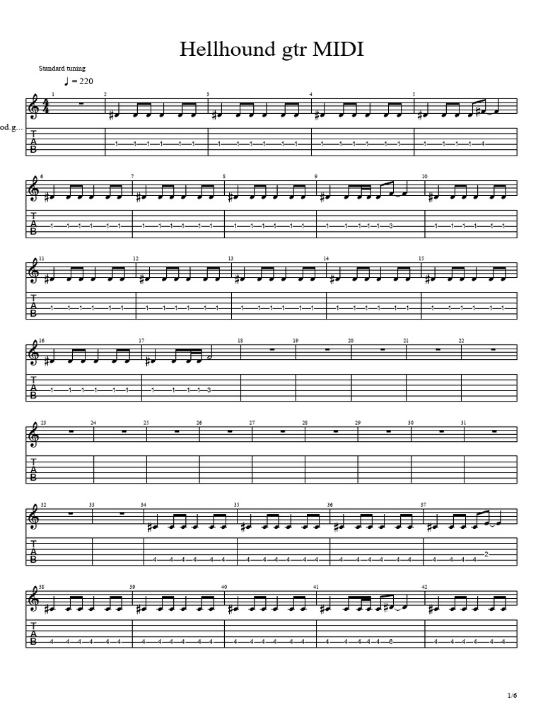 Hellhound GTR MIDI Standard Tuning | PDF