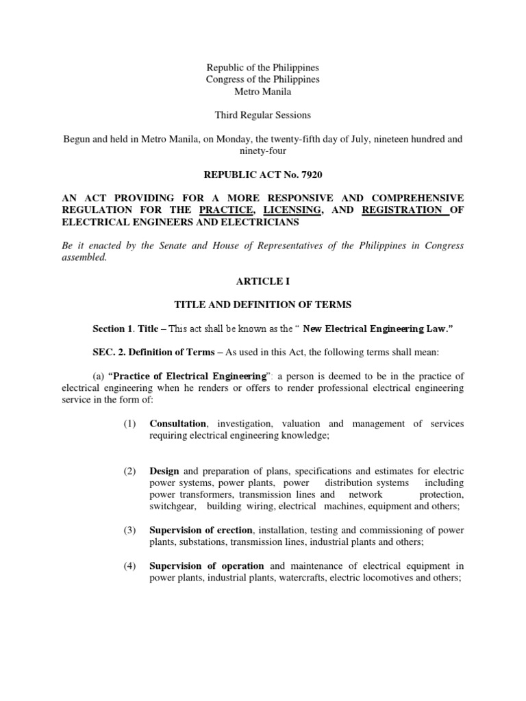 RA 7920 Art I and II | PDF | Licensure | Electricity