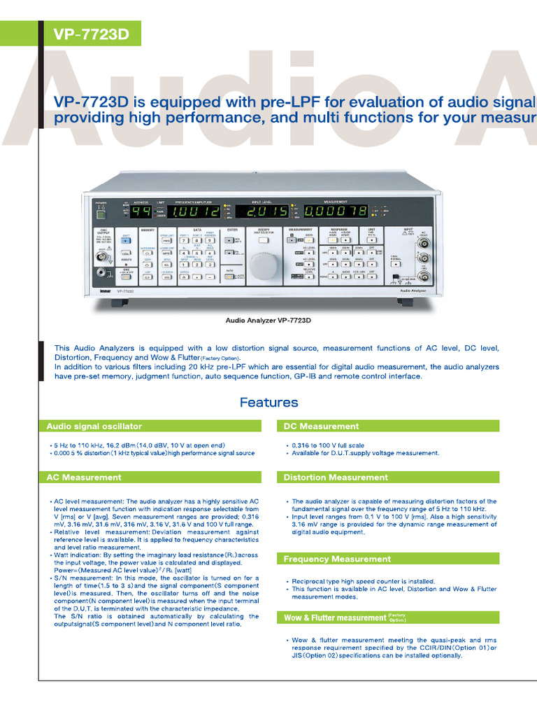 Levear VP 7723D Specifications 441A3 | PDF