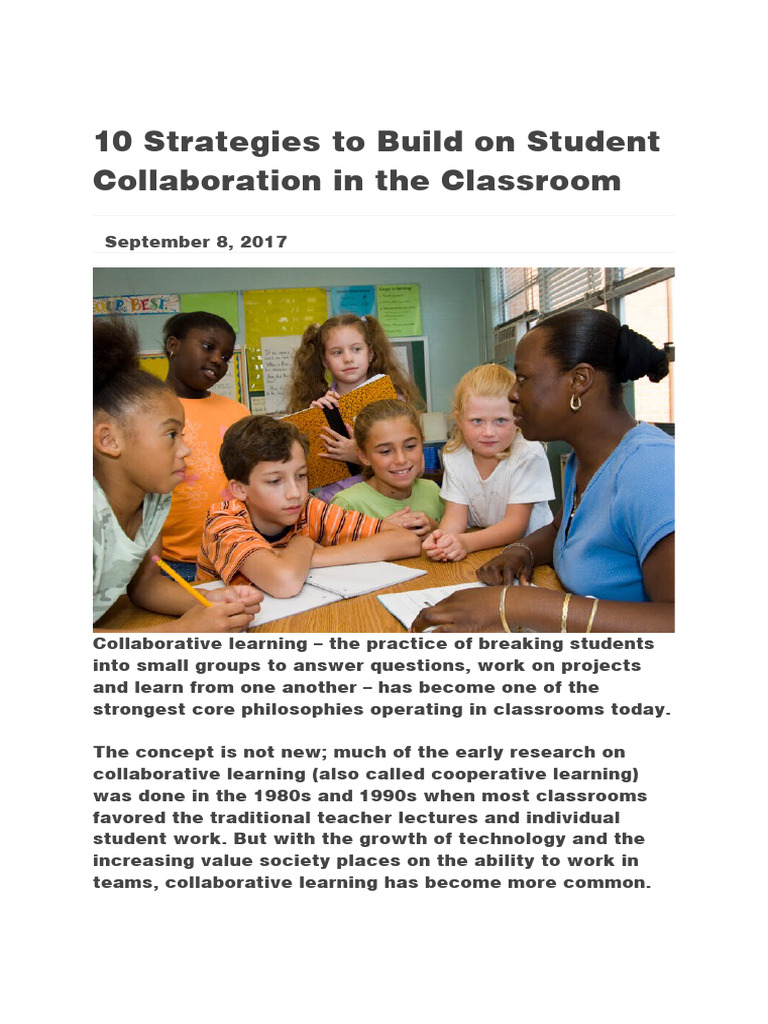 10 Strategies To Build On Student Collaboration in The Classroom | PDF ...