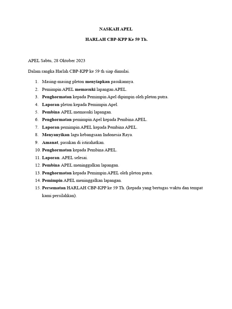 Naskah Apel CBP-KPP | PDF