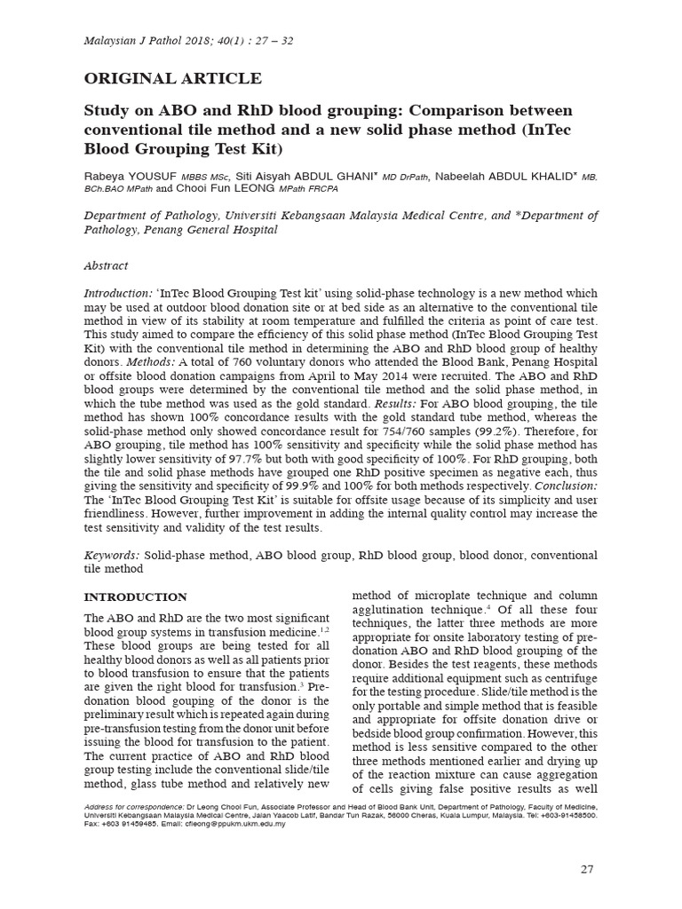ABO and RHD Blood Grouping | PDF | Blood Type | Vertebrates