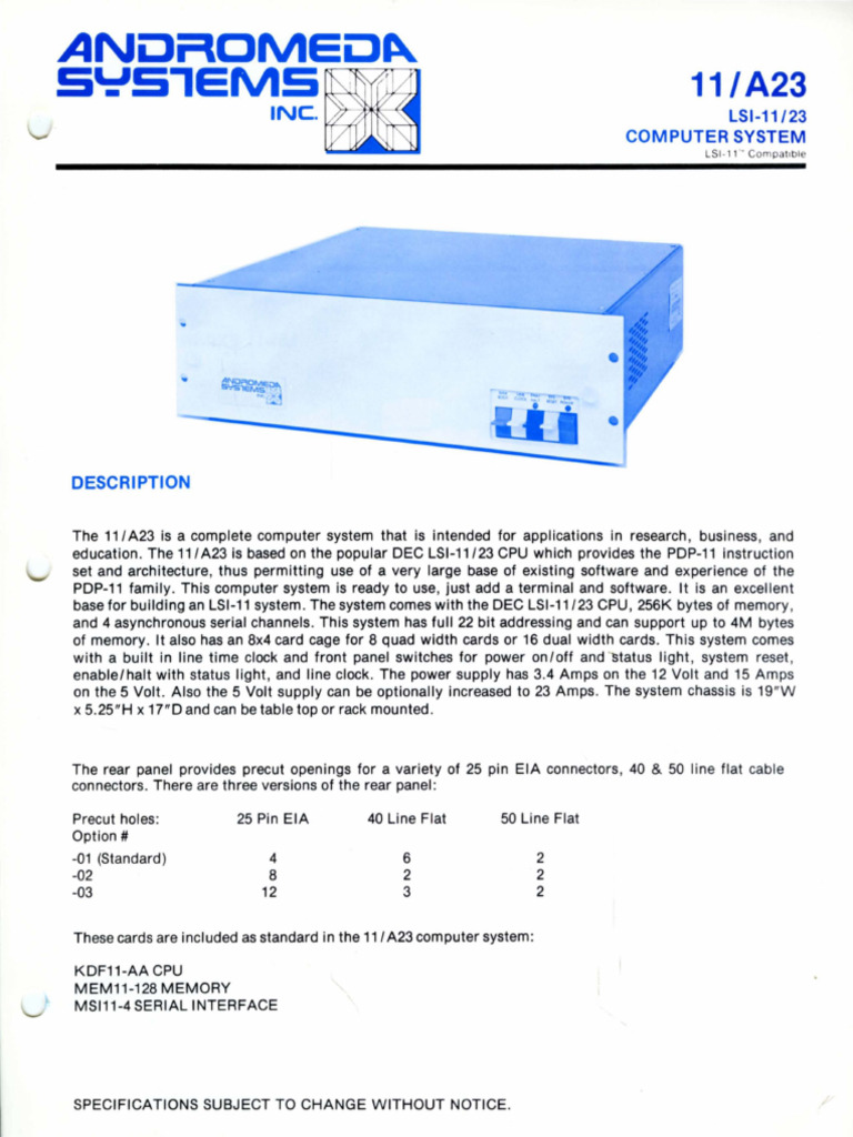 Andromeda Systems Brochures | PDF | Computer Memory | Computer Data Storage