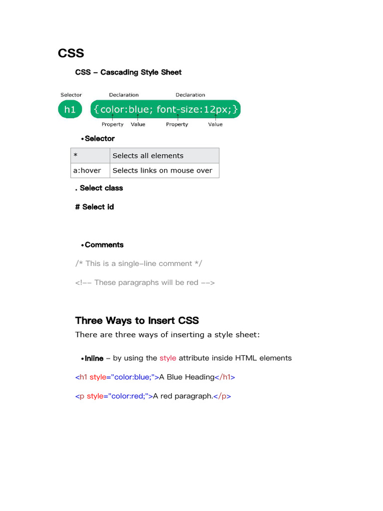 CSS - Cascading Style Sheet: Three Ways To Insert CSS | PDF | Computing | Cyberspace