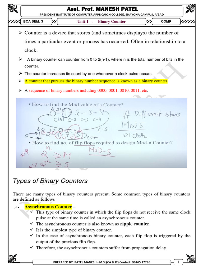 Unit-1 - Binary Counter | PDF | Computer Science | Electronic Engineering