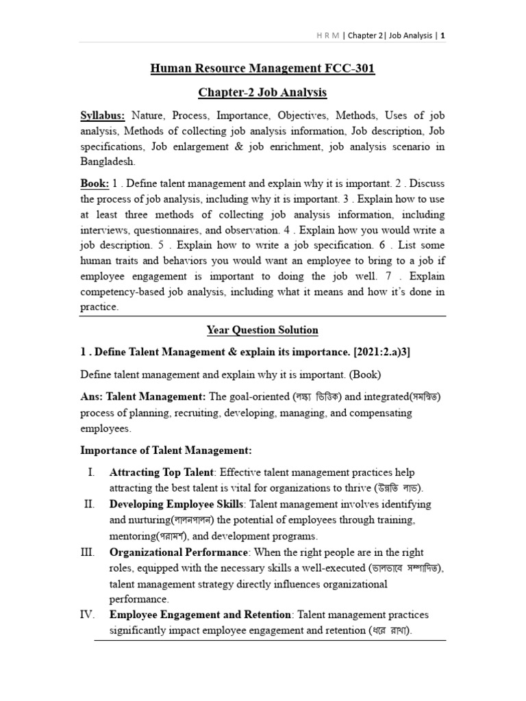 HRM Chapter 2 Job Analysis | PDF | Talent Management | Human Resources