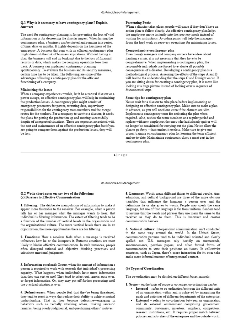 01) Principles of Management | Download Free PDF | Communication ...
