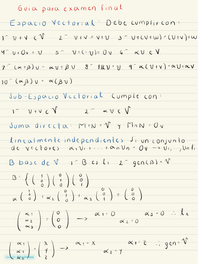 Guía Final Algebra Lineal | PDF | Álgebra | Álgebra lineal