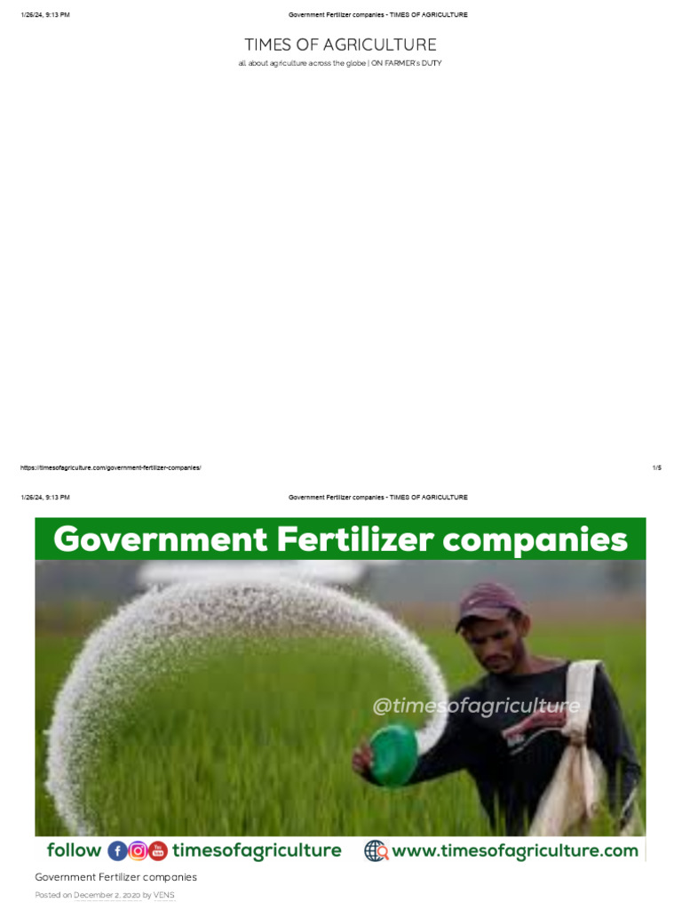 Government Fertilizer Companies | PDF | Economy Of India