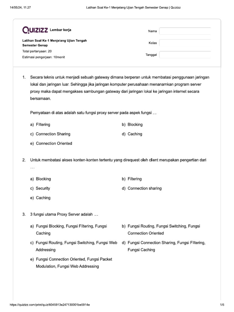 Ulangan Harian Proxy Server | PDF