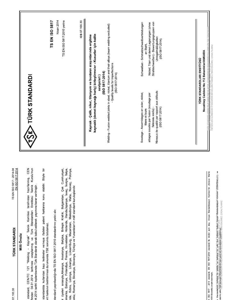 TS EN ISO 5817 - İngilizce | PDF