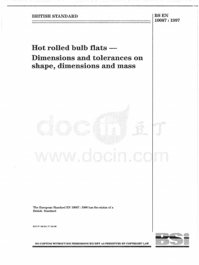 BS en 10067 - 1997 | PDF