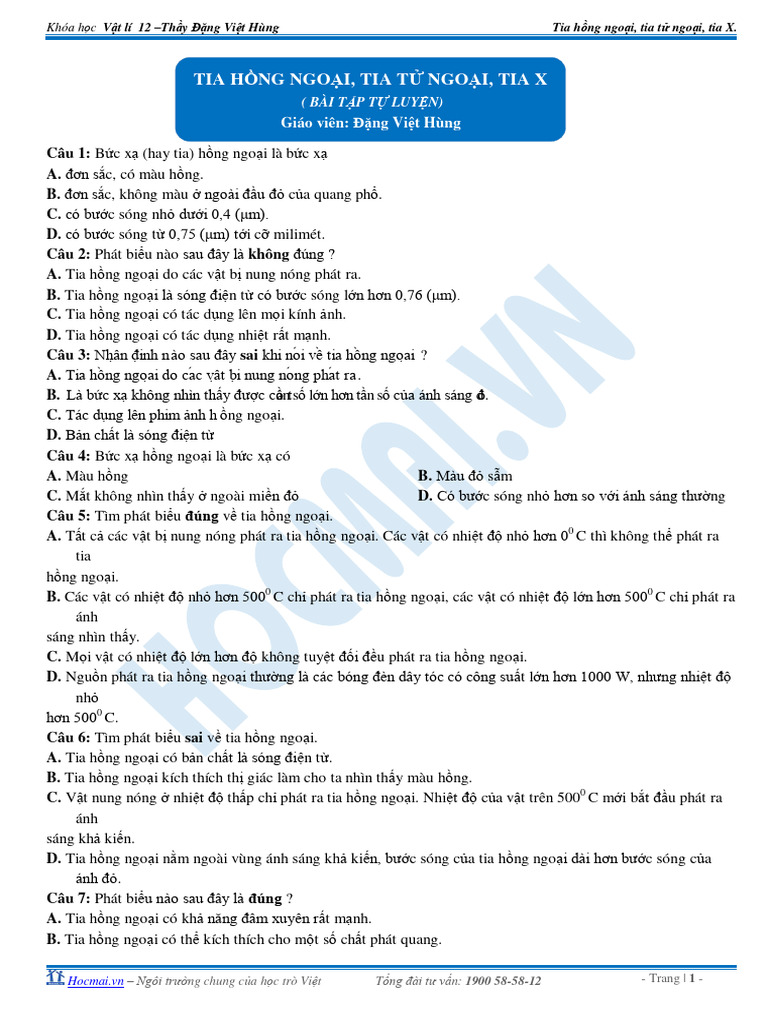 Tia Hong Ngoai Tu Ngoai1 BTTL | PDF