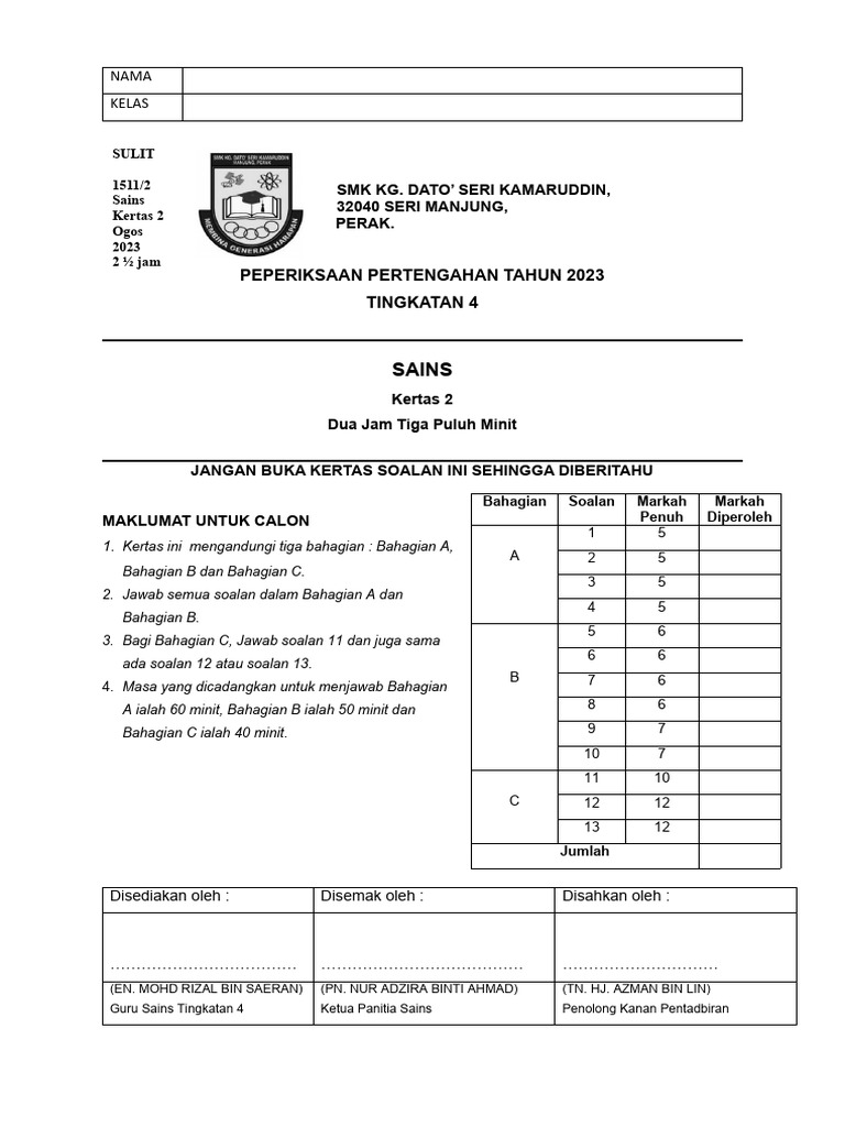 Sains K2 T4 2023 Pdf