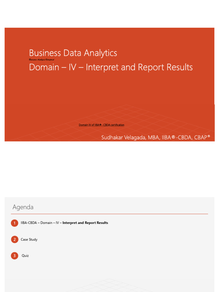 CBDA - Domain IV - Interpret and Report Results - v0.1 | PDF | Data ...