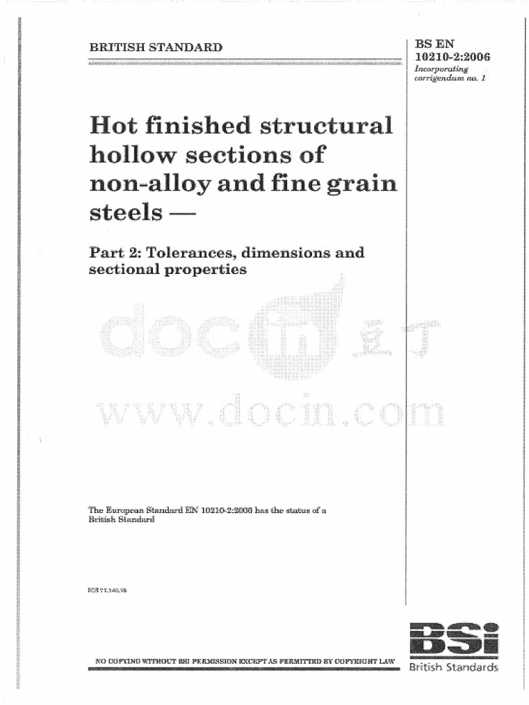 BS en 10210-2 - Ac 2007 | PDF