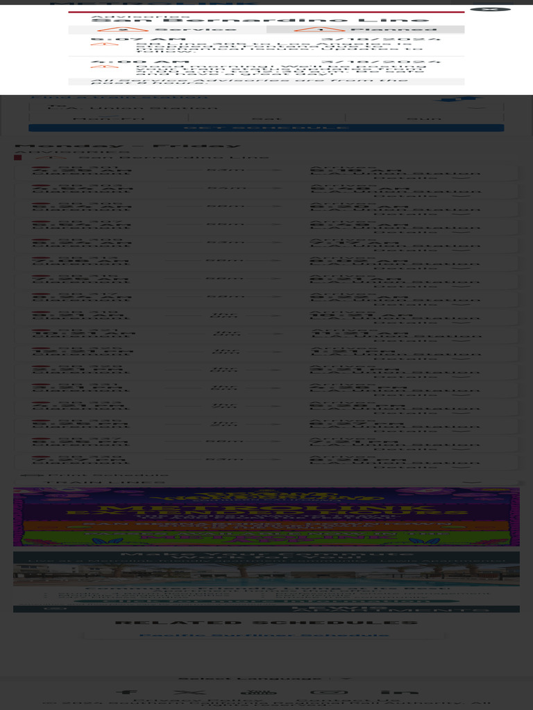 Train Schedules Metrolink | PDF | Los Angeles | California